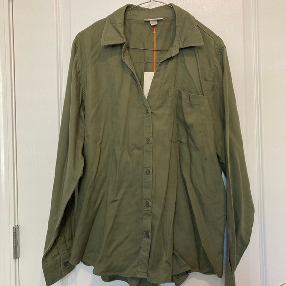 Knox Rose | Tops | Nwt Knox Rose Army Green Button Down Blouse | Poshmark